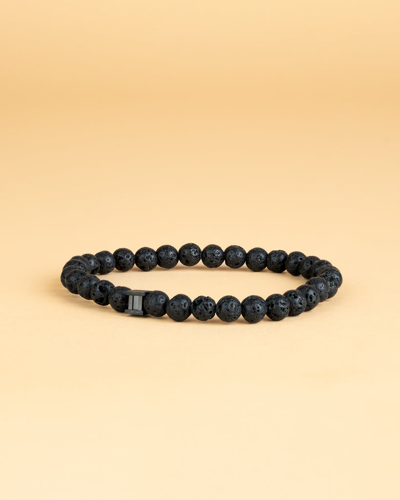 Bracelet with 6mm Black Lava stone and black spacer Gemini Official