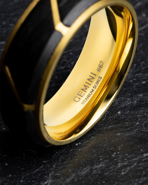 8mm Gold titanium ring with Forged Carbon finish – Gemini Official