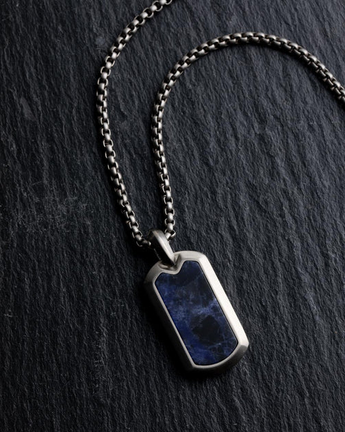 Full titanium necklace with Blue Jeremejevite stone – Gemini Official